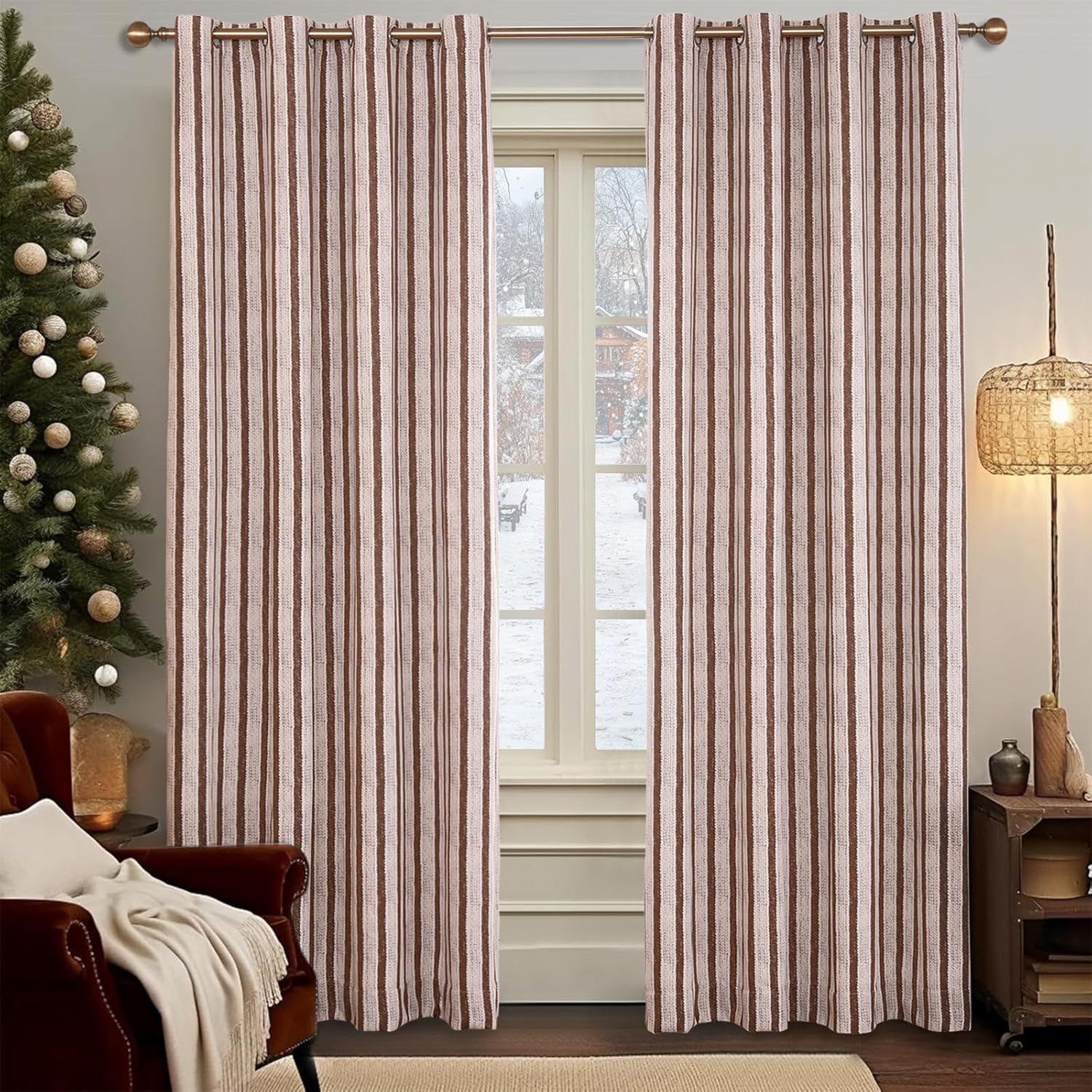 Anine Striped Curtain Drapes for Living Room, Bedroom, Custom Size and ...