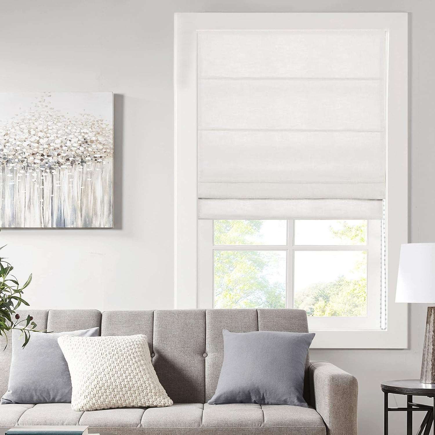 Liz Linen Roman Shades Customized Faux Linen Roman Shade with Loop Con ...